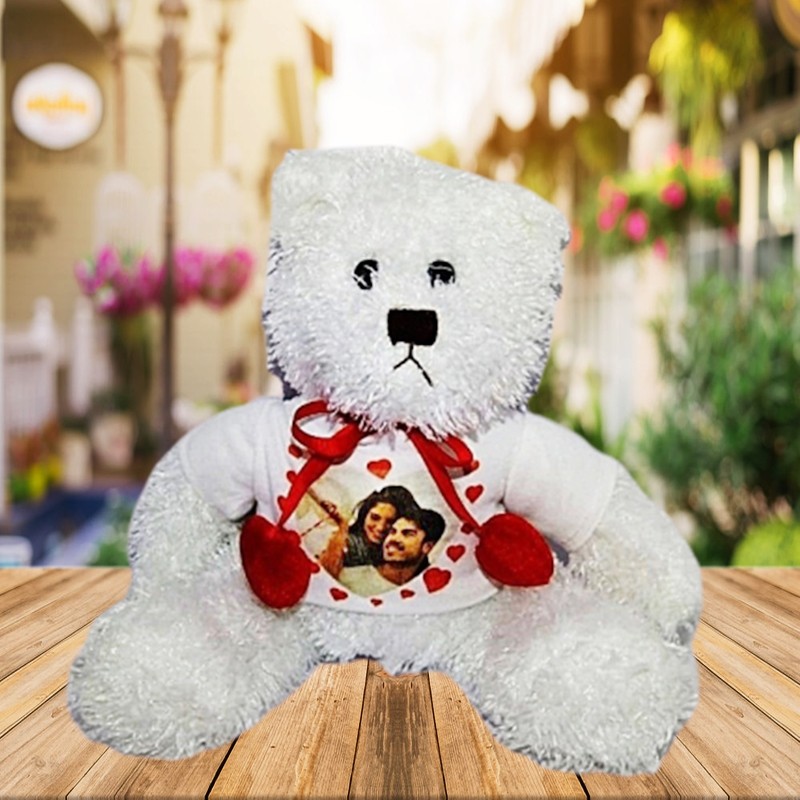 Ursuleț de plus personalizat cu o poză inimioară