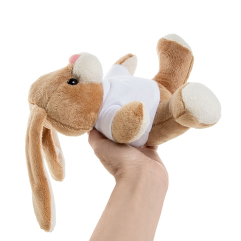 Iepuraș de plus personalizat cu o poză și mesaj